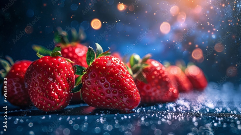 Cosmic background with strawberries floating across the Milky Way ...