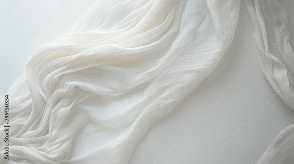 Gentle waves of white silk fabric, creating an ethereal and delicate ...