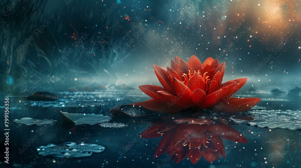 Red universe, starry sky, flower shaped contour orbit emerging Indian ...