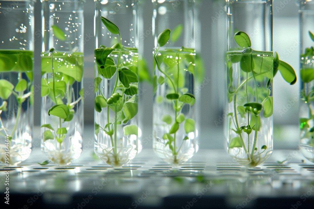 Foto de Detailed visualization of plant tissue culture in a sterile lab ...