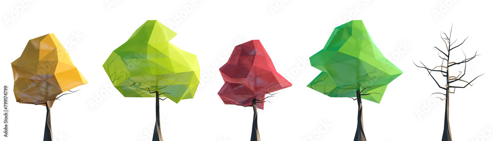 Set of low poly trees and bushes isolated png on a transparent ...