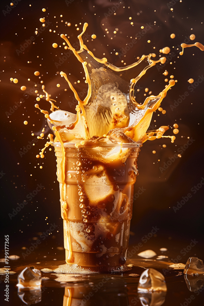 Professional Photography of Summer Drinks: iced coffee with splashes ...