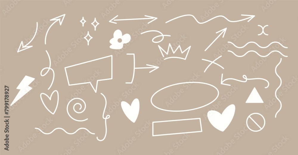 Hand drawn circle and arrow line for highlighting text. Rounds Bubbles ...