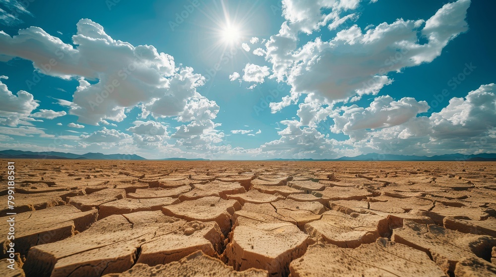 cracked earth, showing the effects of drought and desertification Stock ...