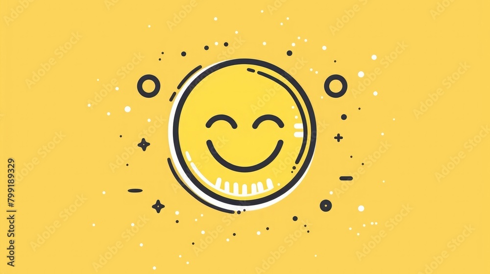 Smile Wink Icon Template Design Smiling Emoticon Vector Logo On Yellow Background Emoji Joy In