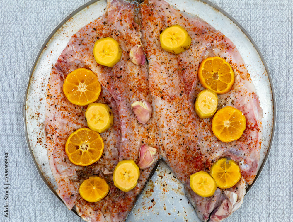 Fresh tropical fish Tambaqui (Colossoma macropomum) typical Brazilian ...