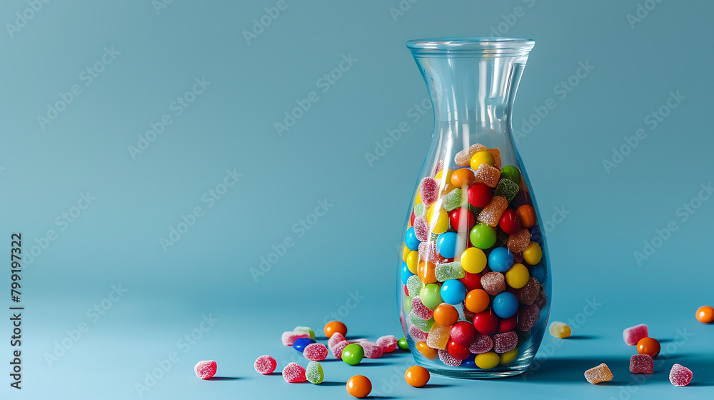 Candy in bottle glass, minimal wallpaper, the power of sweets with a ...