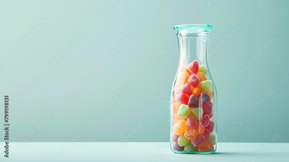 Candy in bottle glass, minimal wallpaper, the power of sweets with a ...