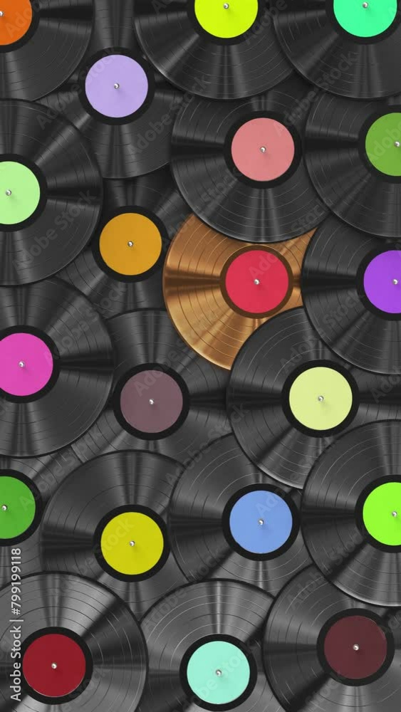 Vertical video. Realistic looping 3D animation of the music industry ...