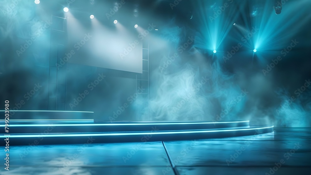 Mockup corporate stage design with platform elements blank screen and ...