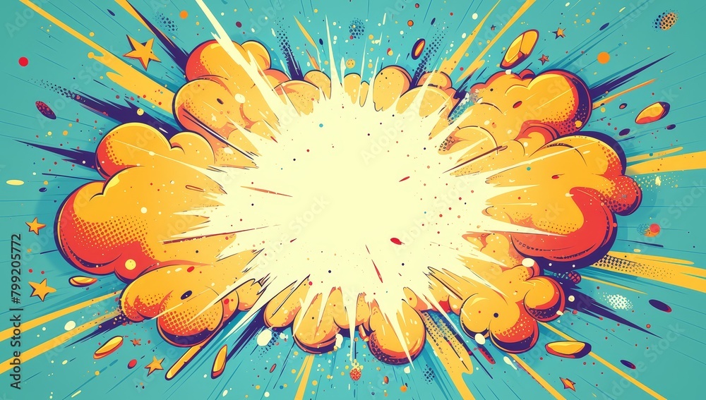 Cartoon comic book explosion background with halftone dots and pop art ...