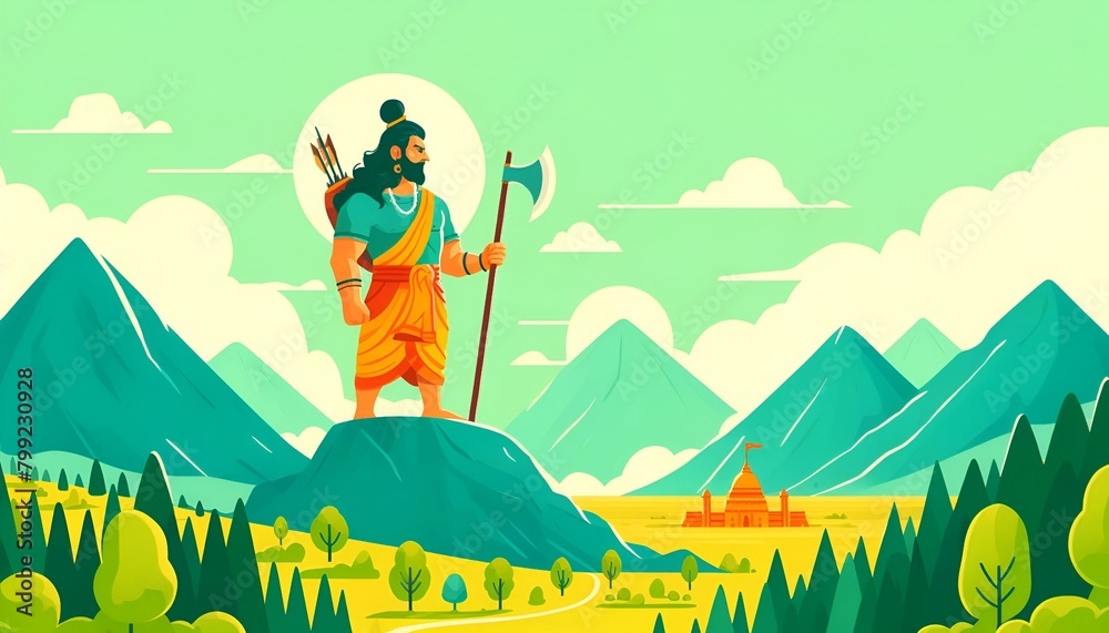 Simple illustration for parshuram jayanti with lord parshuram standing ...