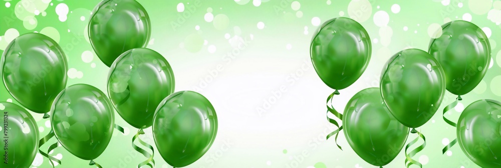 Cute green balloons with Decorative element for party invitation design ...