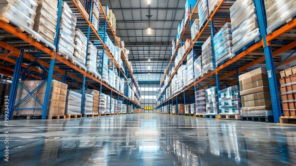 Warehouse background with management operations storage stock and ...