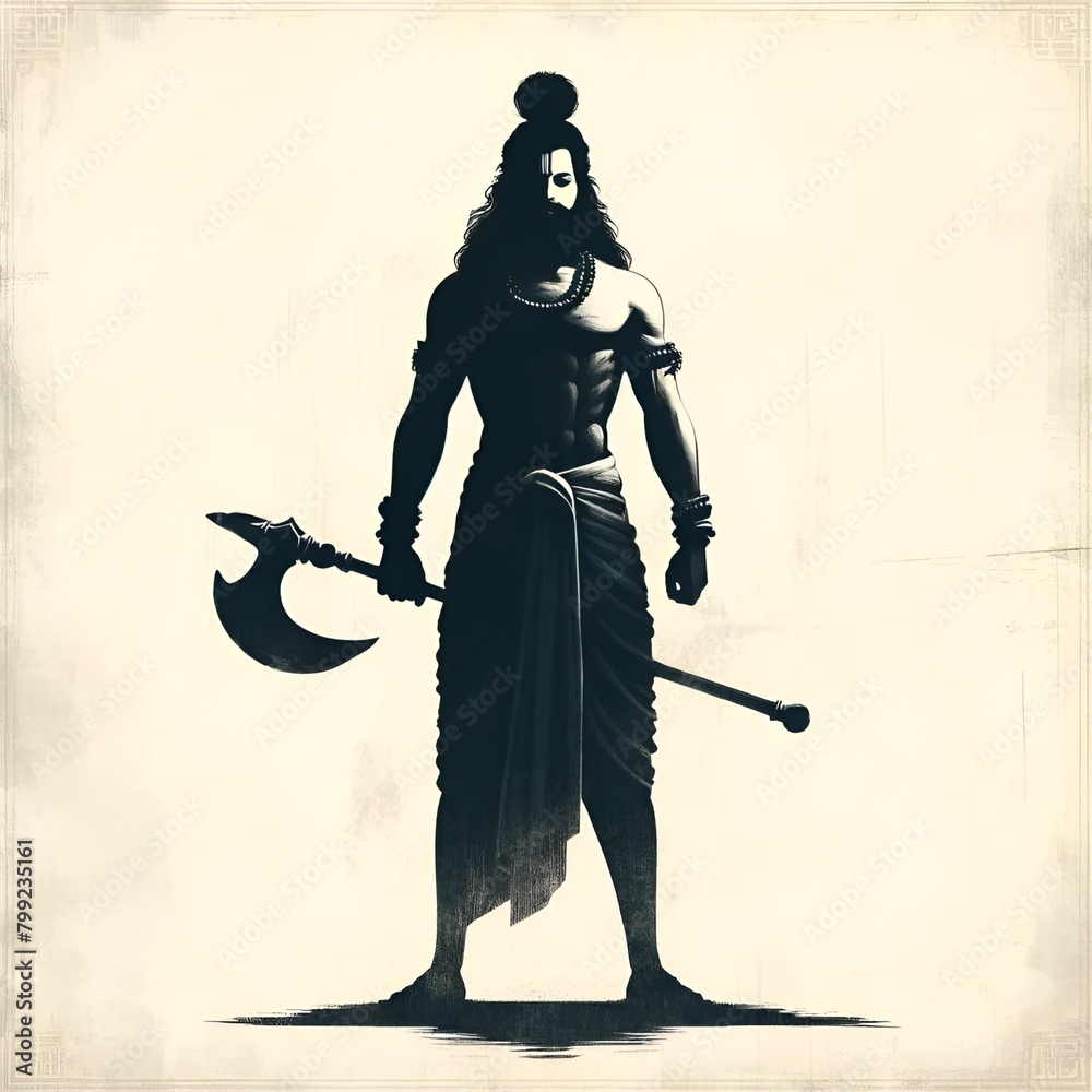 Vintage illustration of a lord parshuram silhouette with axe for ...