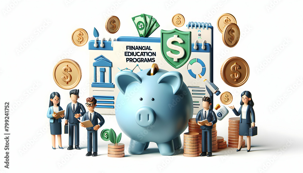 Cartoon 3D Icon for Financial Education Programs - Promote Workshops ...