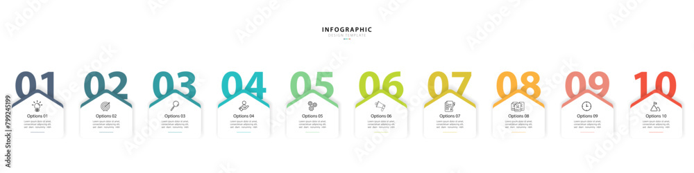 Infographic 10 step timeline journey, calendar Flat simple infographics ...