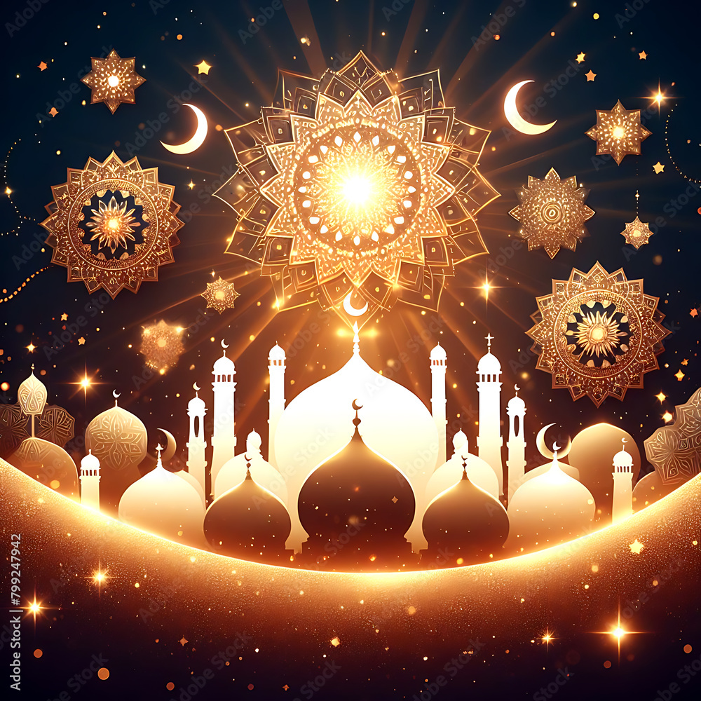 Happy Eid Al Adha, Qurban in Eid Al Adha Mubarak with Mosque Islamic ...