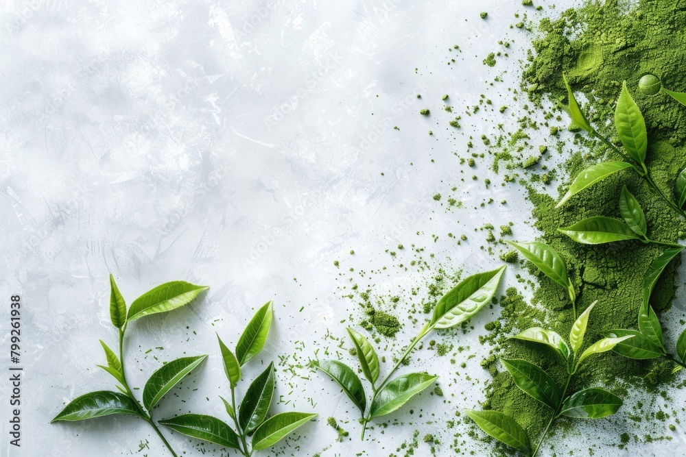 Japanese Sencha Green Tea Leaves - Top View with Copy Space for Tea ...