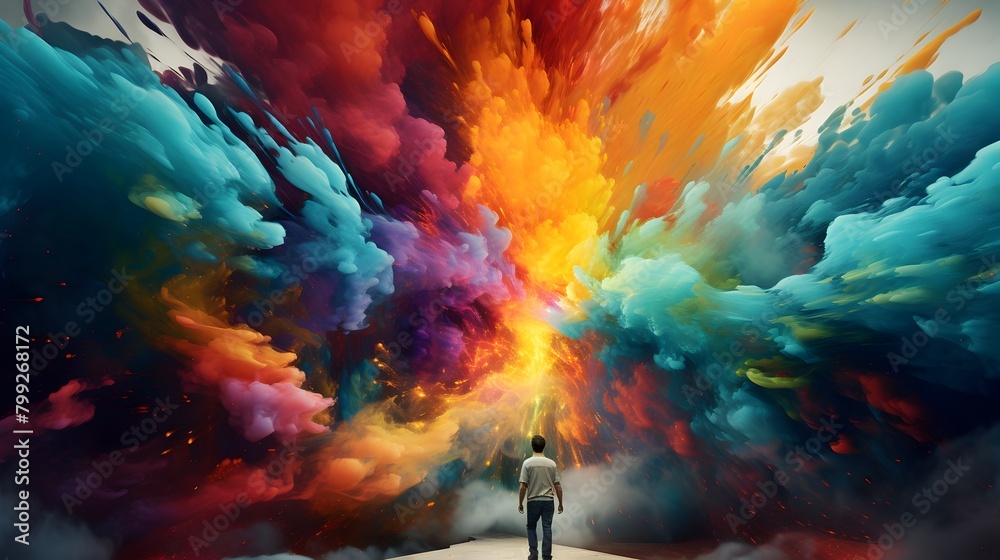 Visualize the abstract concept of setting big goals, portrayed in a ...