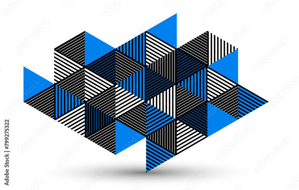 Blue vector abstract geometric background with cubes and different ...