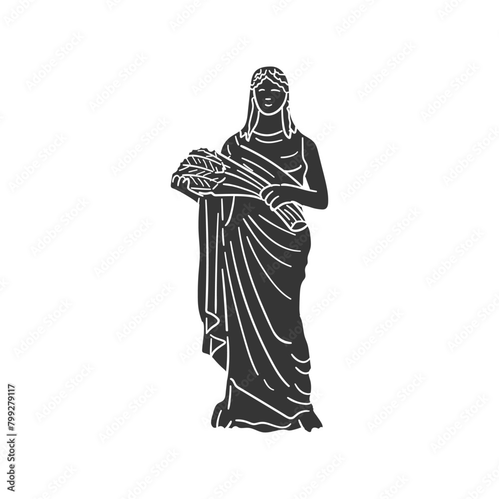 Demeter Icon Silhouette Illustration. Ancient Greece Vector Graphic ...