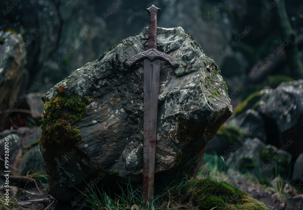 Foto de Sword stuck in a rock like in the Excalibur legend , the ...