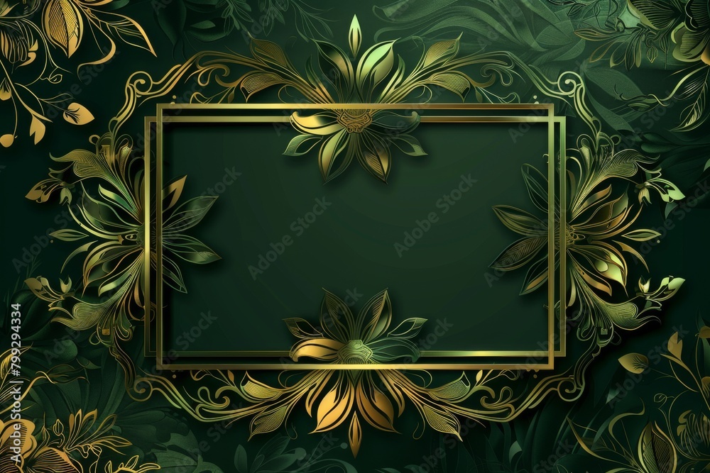 Green and Gold Background With Gold Frame Stock Illustration | Adobe Stock