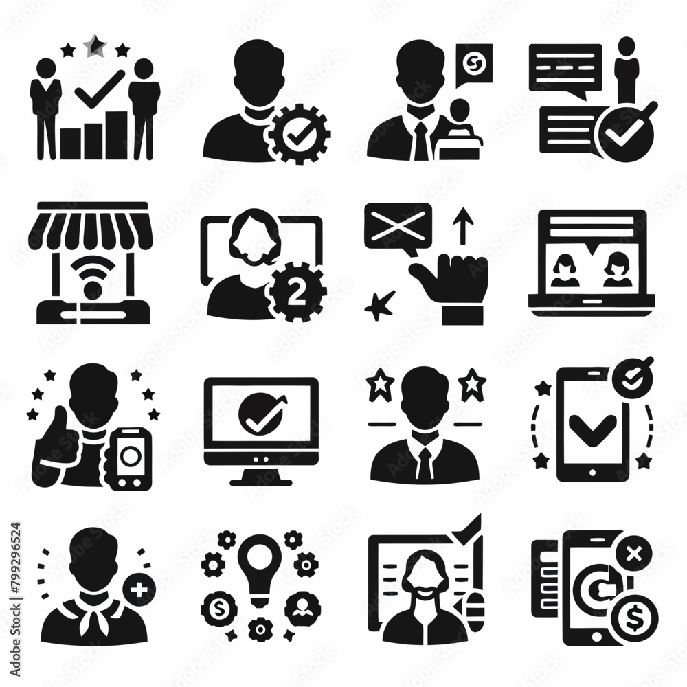 customer experience icon set silhouette vector illustration White ...