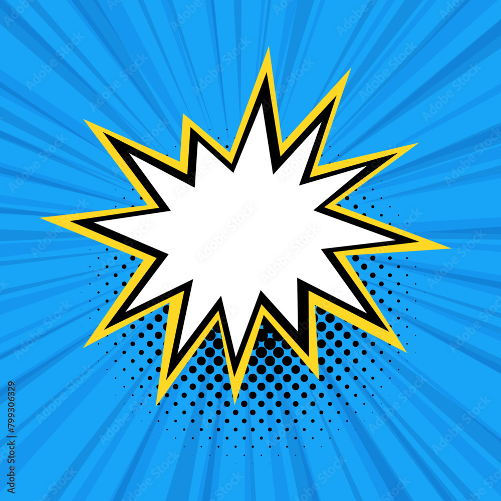 Striking comic style burst with a central star shape, outlined in ...