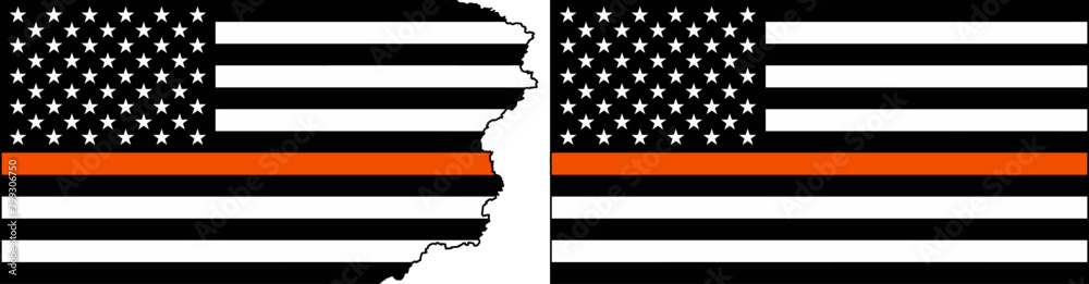 The orange line symbol flags vector. Standard flag and with torn edges ...