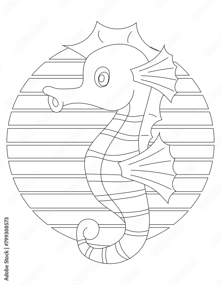 Seahorse Coloring Page. Aquatic Animal Coloring Page for Kids Who Love ...