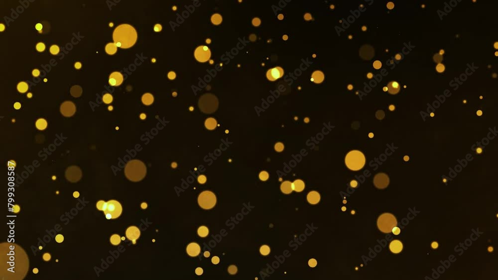 Golden glitter background in slow motion. Beautiful transition with real gold particles flying ...