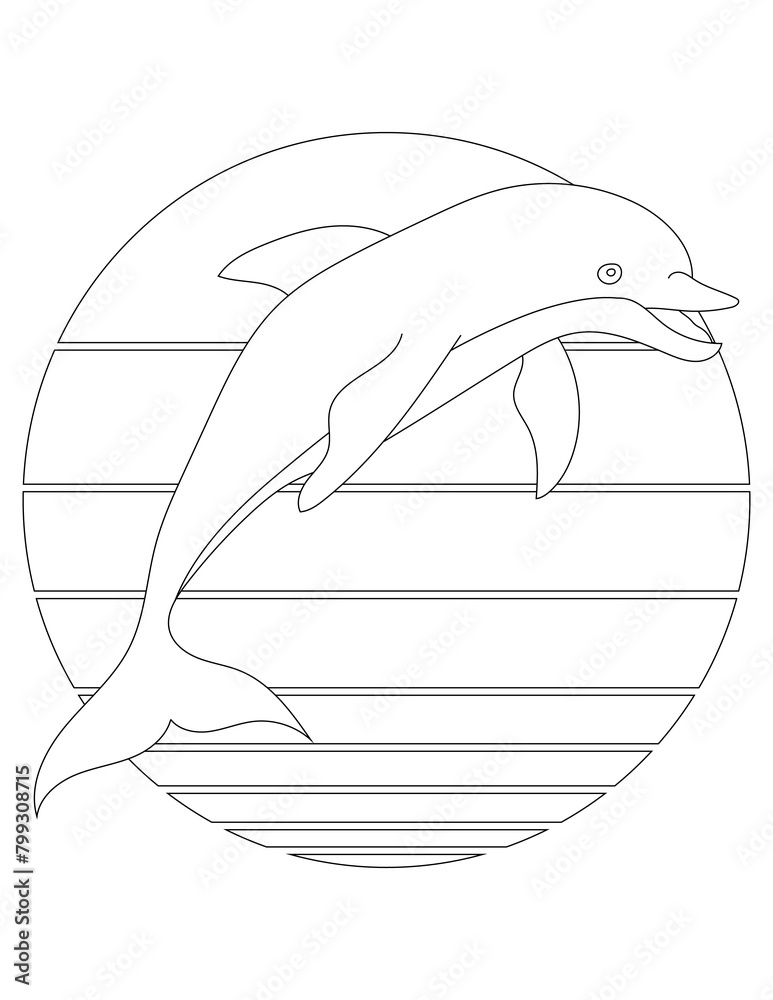 Dolphin Coloring Page. Aquatic Animal Coloring Page for Kids Who Love ...