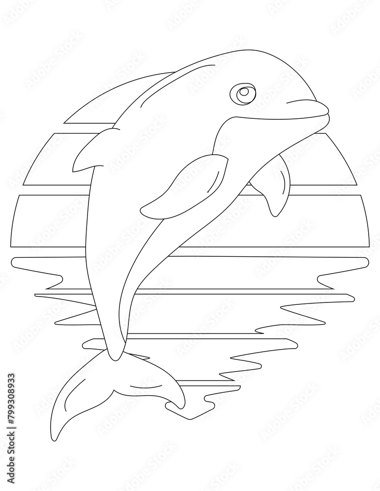 Dolphin Coloring Page. Aquatic Animal Coloring Page for Kids Who Love ...