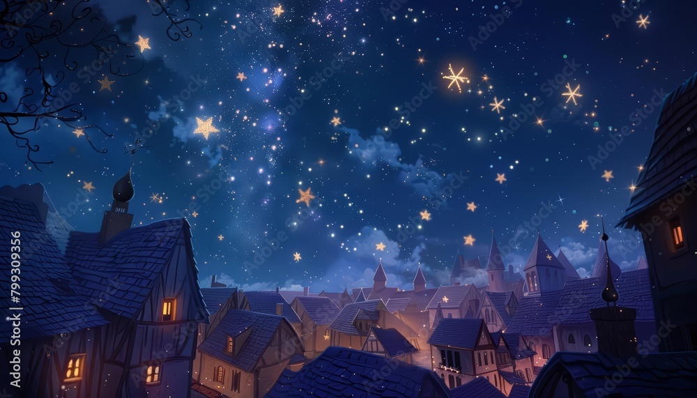 A group of adventurous stars escapes the night sky to sprinkle ...