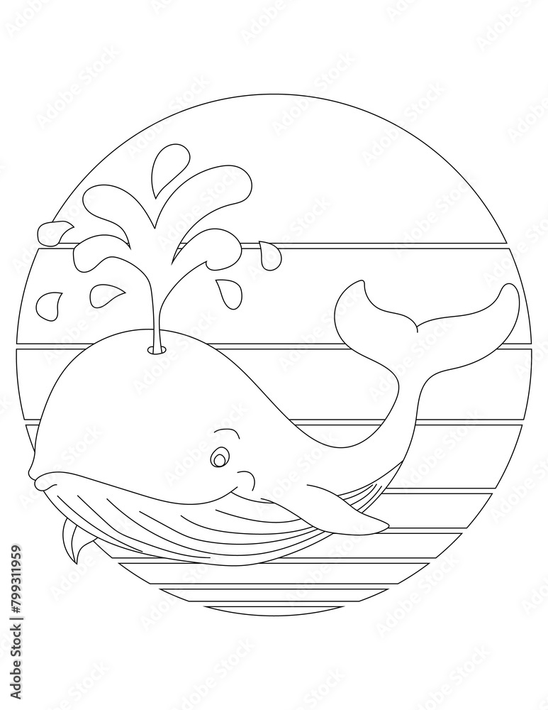 Whale Coloring Page. Aquatic Animal Coloring Page for Kids Who Love ...