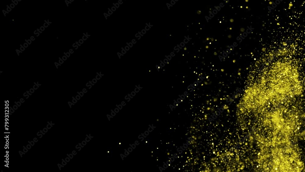 golden waves motion abstract of particles gold dust with stars on black ...