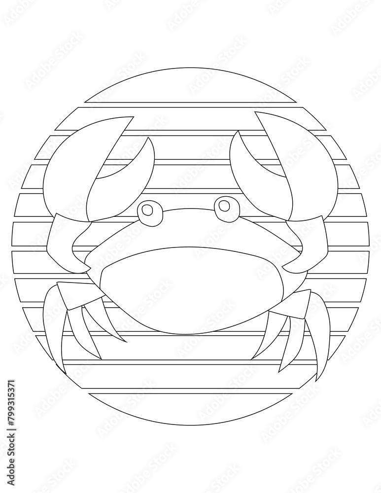 Crab Coloring Page. Aquatic Animal Coloring Page for Kids Who Love ...