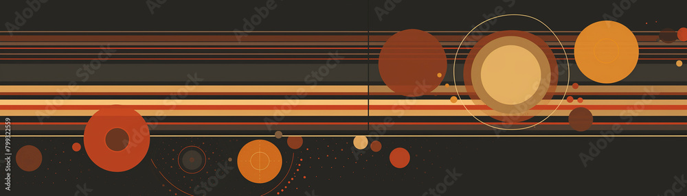 Enigmatic fusion of circles and lines. Various sizes of circles ...