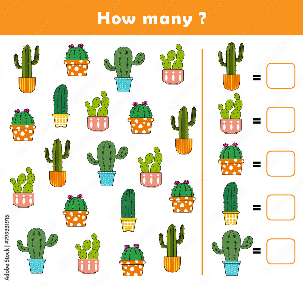 Counting children game cartoon. I spy game for toddlers. Find and count ...