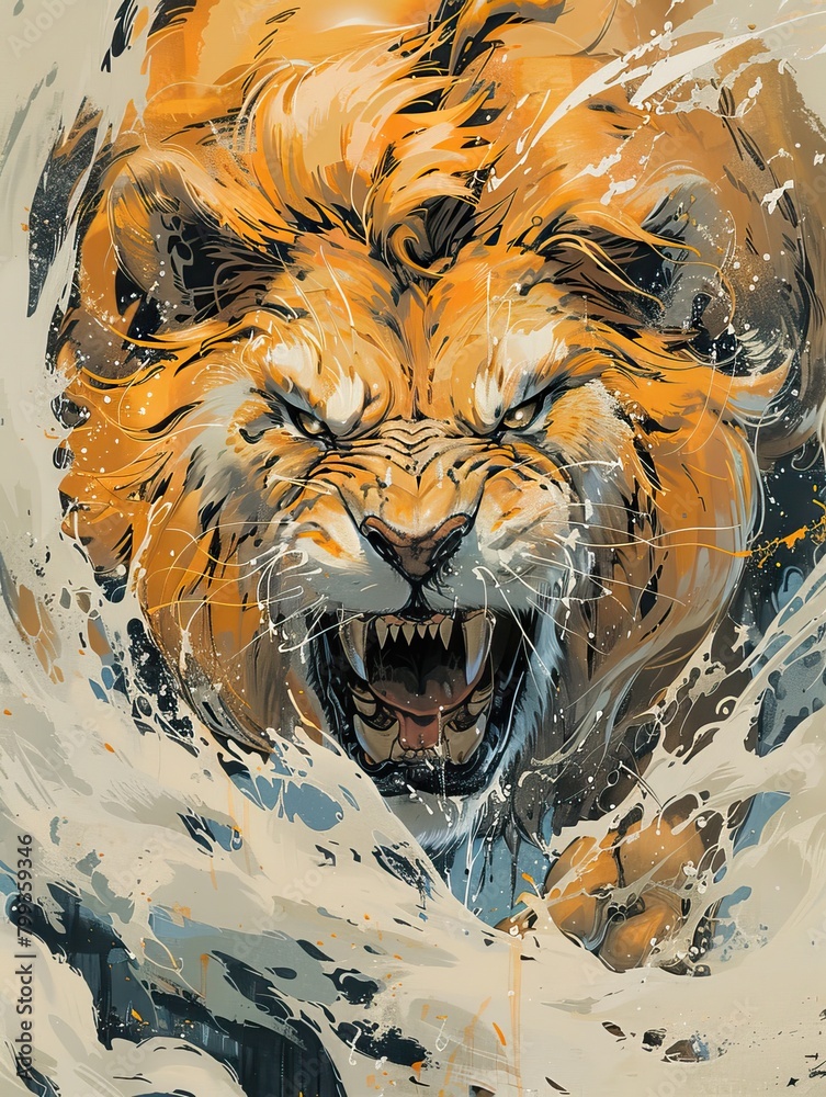 Thunderous Echo: The Roaring Lion's Call to the Wild, background high ...