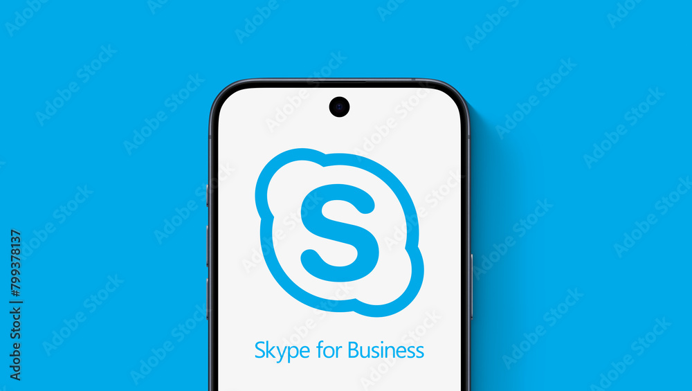 Microsoft Skype for business logo is displayed on a modern smartphone ...