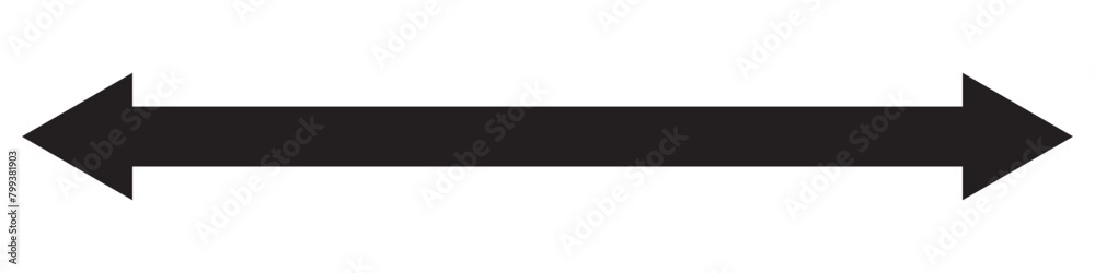 Black arrow icon. Double side Long arrow vector, silhouette. Long arrow ...