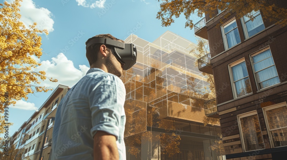 Professional architect designing building construction by using visual ...