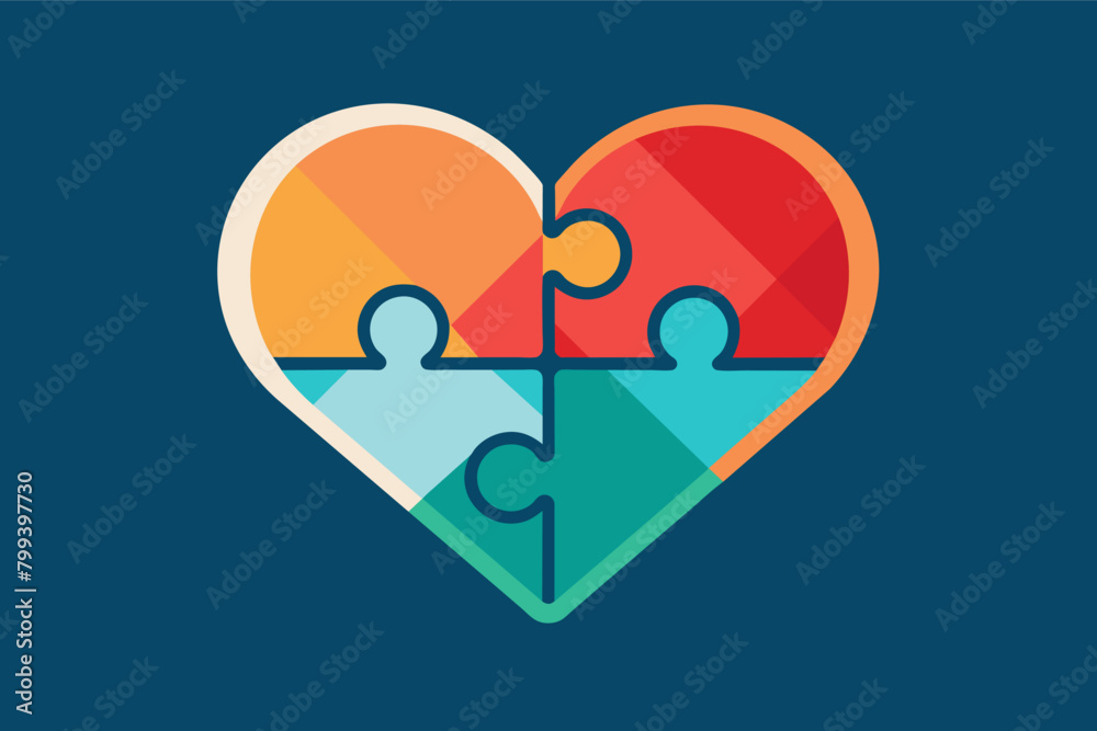 heart icon constructed from puzzle pieces, representing the connection ...