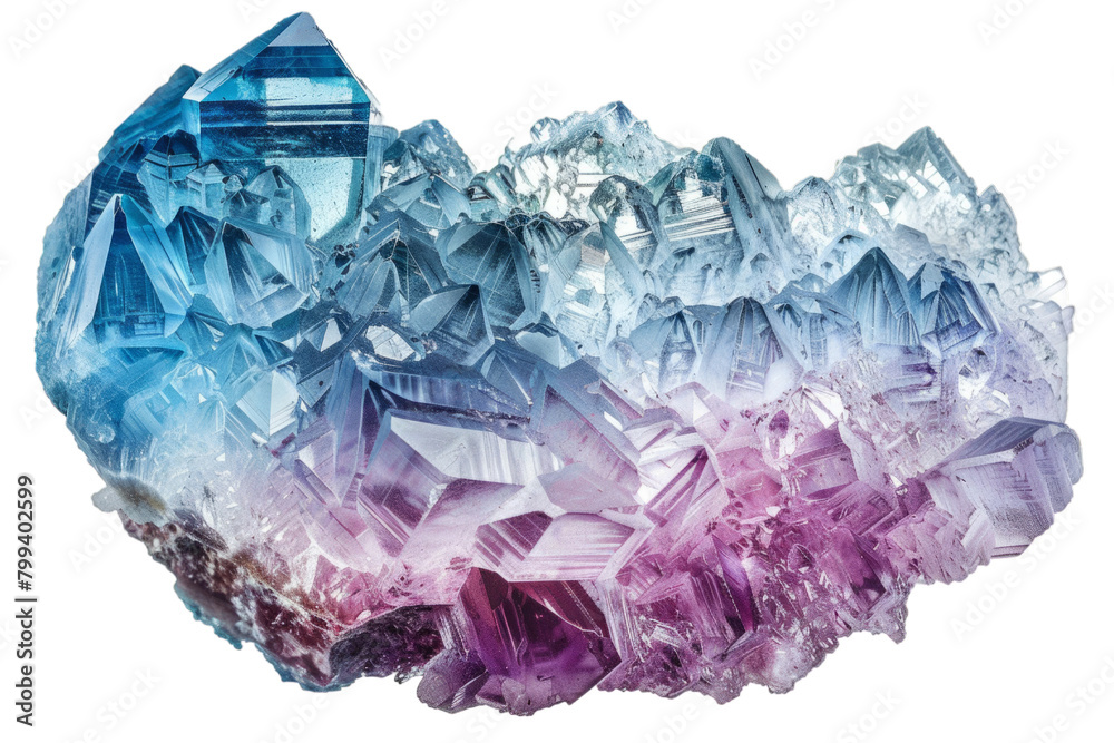 Colorful crystal cluster illustration with gradient from blue to pink ...
