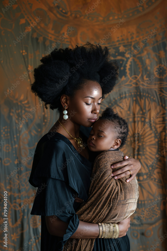 Mother, mum, with child, black African American, mothers day ...