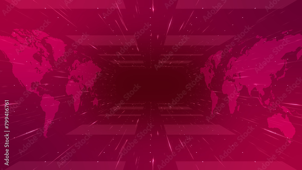 Abstract red news background with world map and lighting lines texture ...