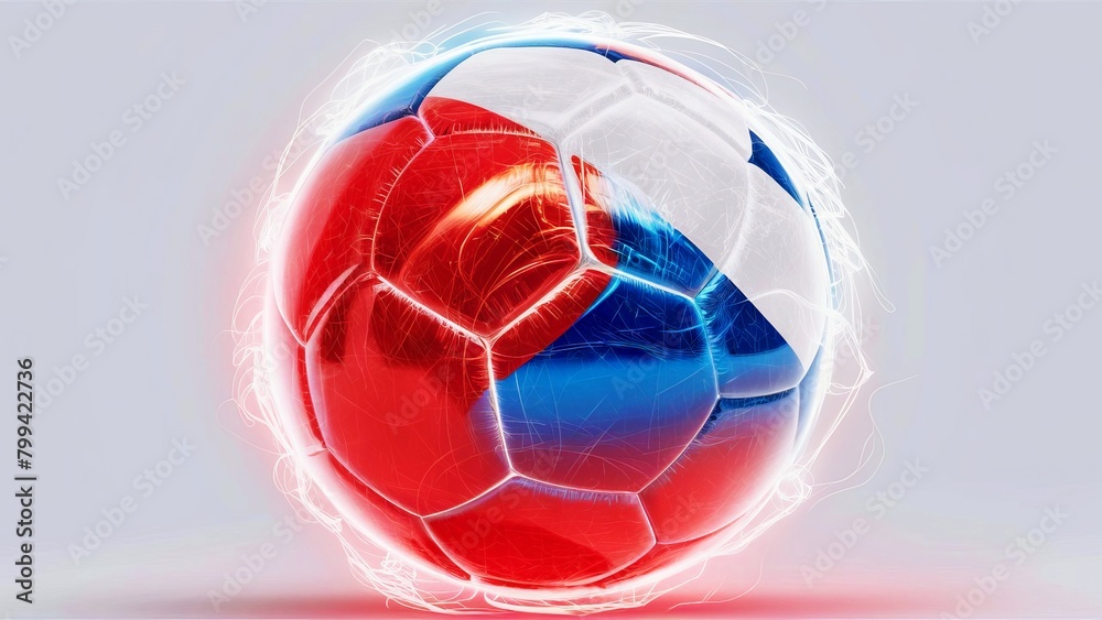 Soccer ball in the colors of the Czech flag, red, blue and white ...